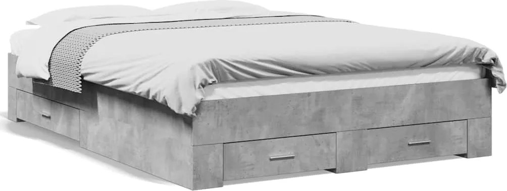 Rám postele se zásuvkami betonově šedý 135 x 190 cm kompozit 3280408
