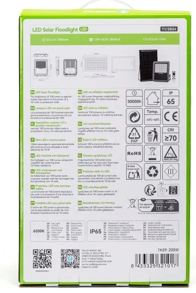Aigostar - LED Stmívatelný solární reflektor LED/200W/3,4V IP65 + DO