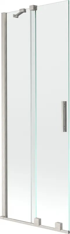Mexen Velar, 2-křídlová posuvná vanová zástěna 75 x 150 cm, 8mm čiré sklo, broušená ocel, 896-075-000-01-97
