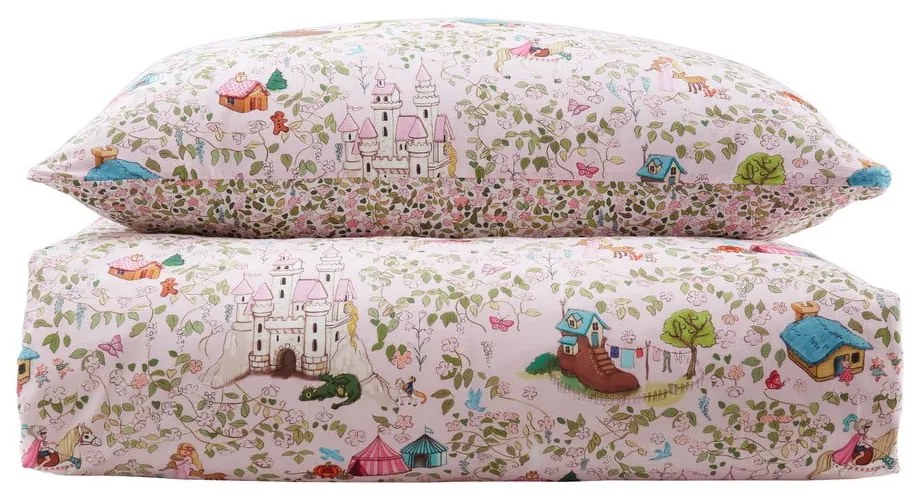Růžové bavlněné dětské povlečení do postýlky 120x150 cm Fairytale – Belle & Boo