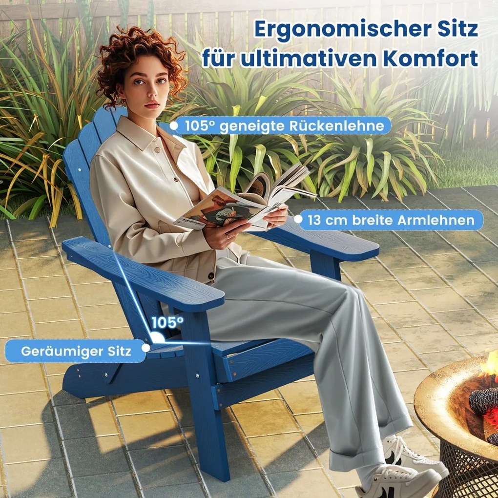 Costway Sada 2 židlí Adirondack skládací židle Adirondack odolná