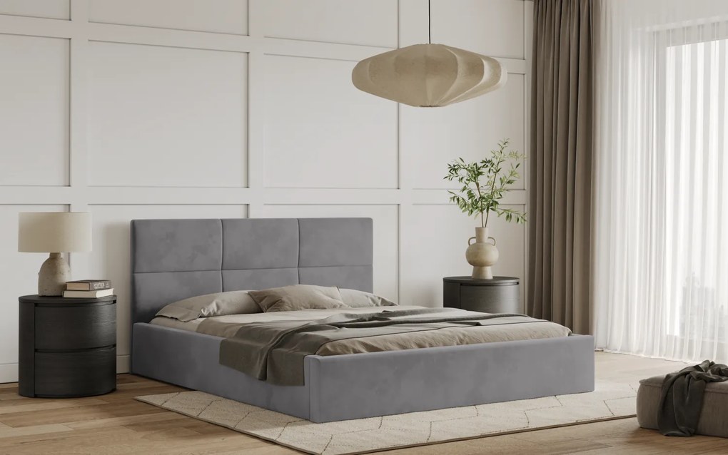Postel TIVOLI 160x200 světlešedá s úložným prostorem