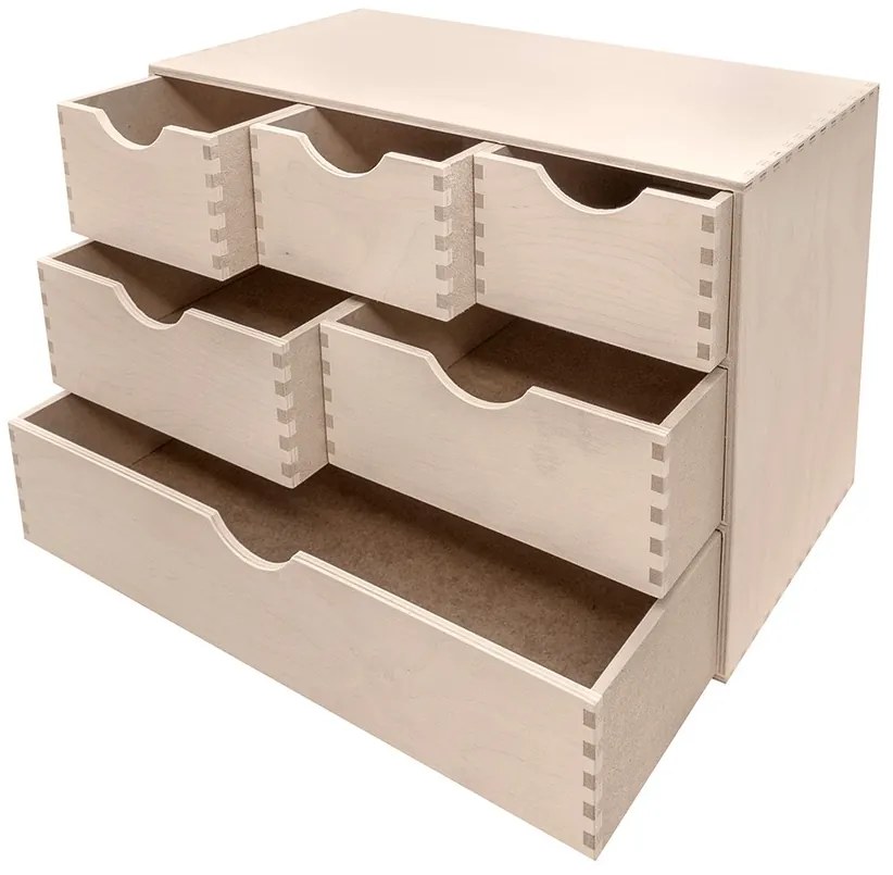 Zeller Present Dřevěný organizér s 6 šuplíky na psací a kancelářské potřeby ZELLER 40 x 20 x 28 cm