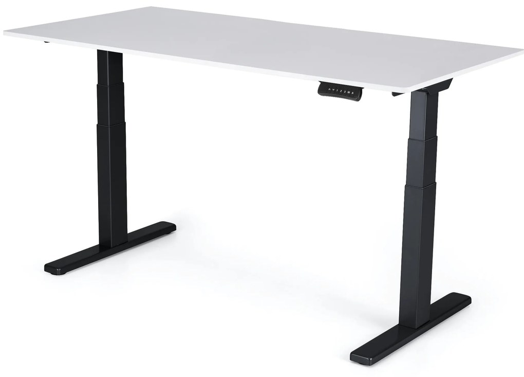 Výškově nastavitelný stůl Liftor 3segmentové nohy premium černé,   bílá deska pro kancelářský výškově nastavitelný stůl 1600 x 800 x 18 mm bílá