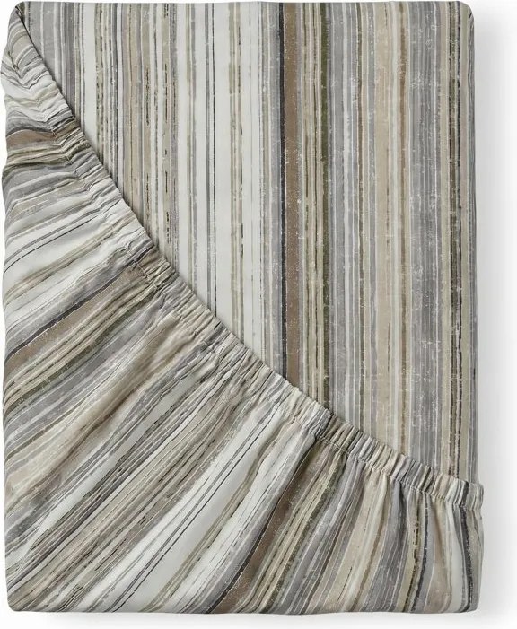 Kvalitex Bavlněné napínací prostěradlo proužek šedobéžový 80x200cm
