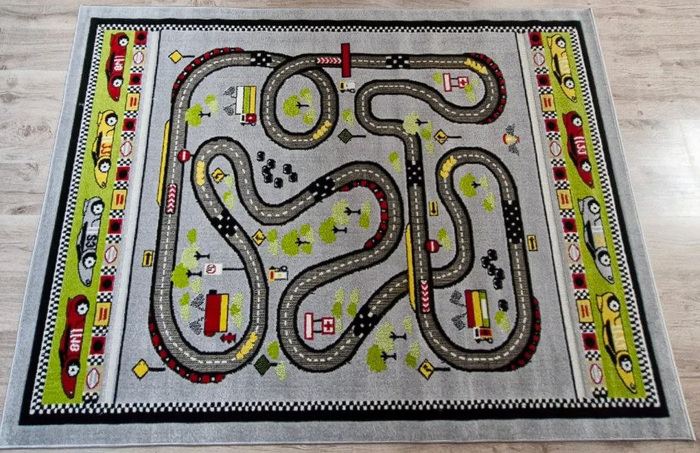 HU Vícebarevný dětský koberec „Kids – závodní dráha“ Rozměr: 60x100 cm