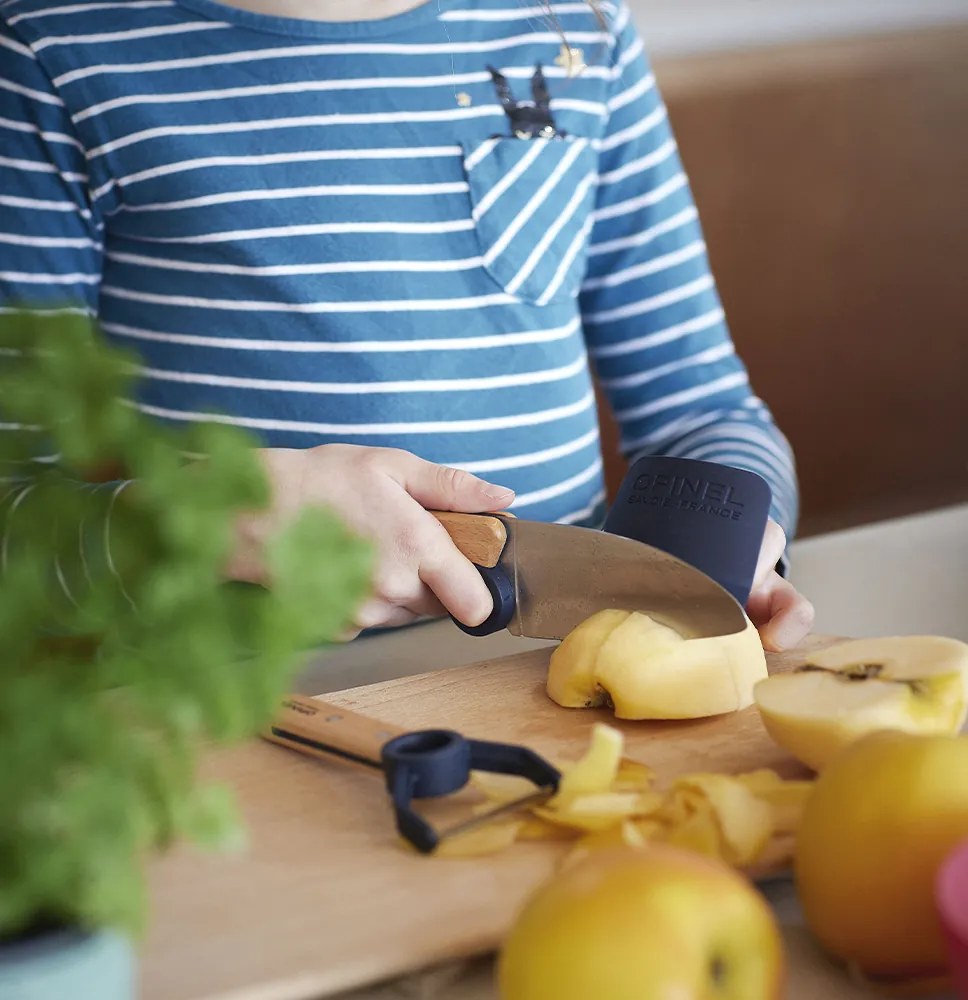 Opinel Dětská sada nůž a škrabka Le Petit Chef modrý