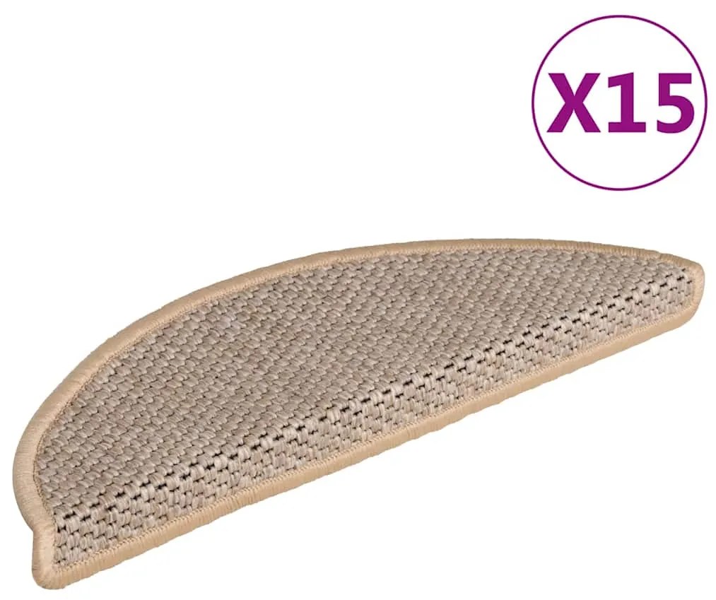 Samolepící nášlapy na schody vzhled sisal 15ks 56x17x3cm béžové 326868