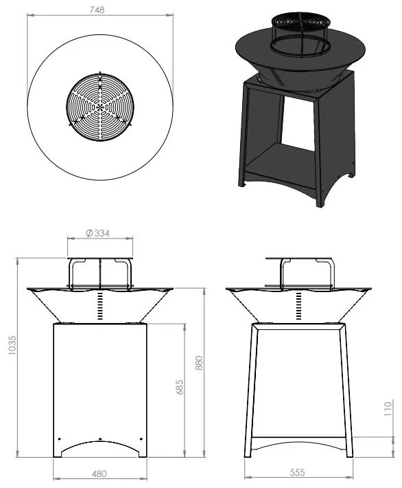 PRO-TERMO Grilovací ohniště FIESTA FE-CR 75 - černé