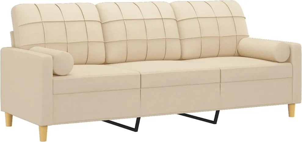 3místná pohovka s polštáři krémová 180 cm textil 3200792