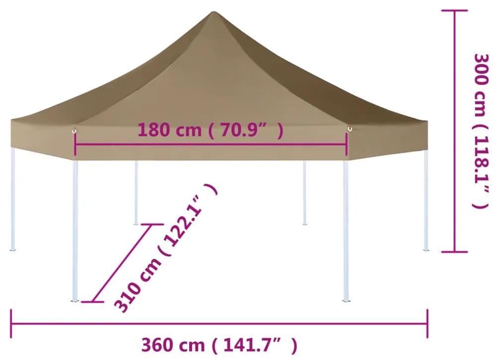 Šestihranný pop-up skládací party stan 3,6x3,1 m taupe 220 g/m² - Default Title