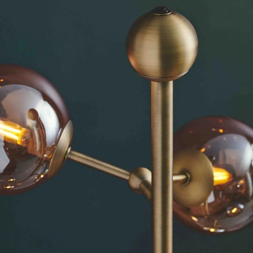 Jantarově hnědá skleněná stojací lampa Halo Design Atom 155 cm