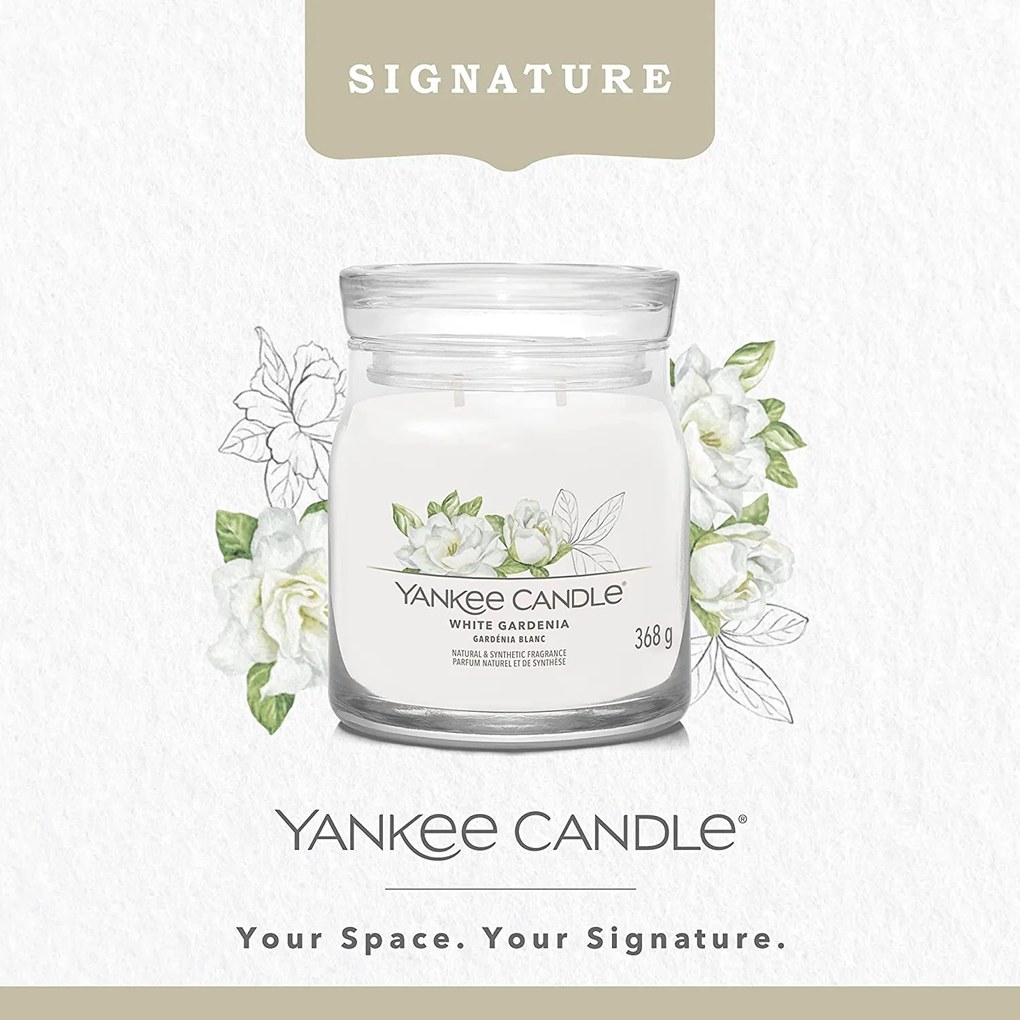 Yankee Candle vonná svíčka Signature ve skle střední White Gardenia 368g