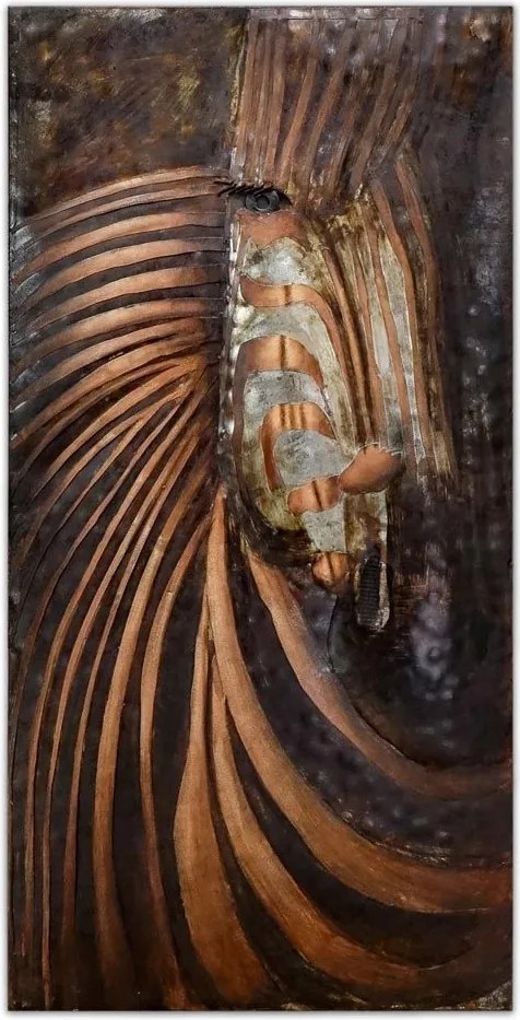 Kovový obraz na zeď do obývacího pokoje 3D Loft Natura Zebra 65x130 cm dárek