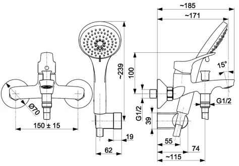 KFA Armatura 5244-510-00 - Vanová sada s baterií MORRIS lesklý chrom