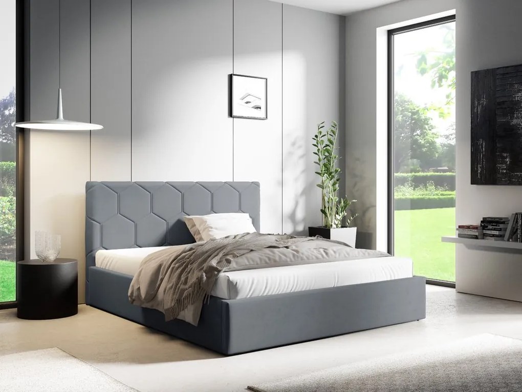 Eka Čalouněná postel MEDOX 160x200 cm Barva látky Trinity: Tmavě hnědá (Trinity 2308), Úložný prostor: Bez úložného prostoru