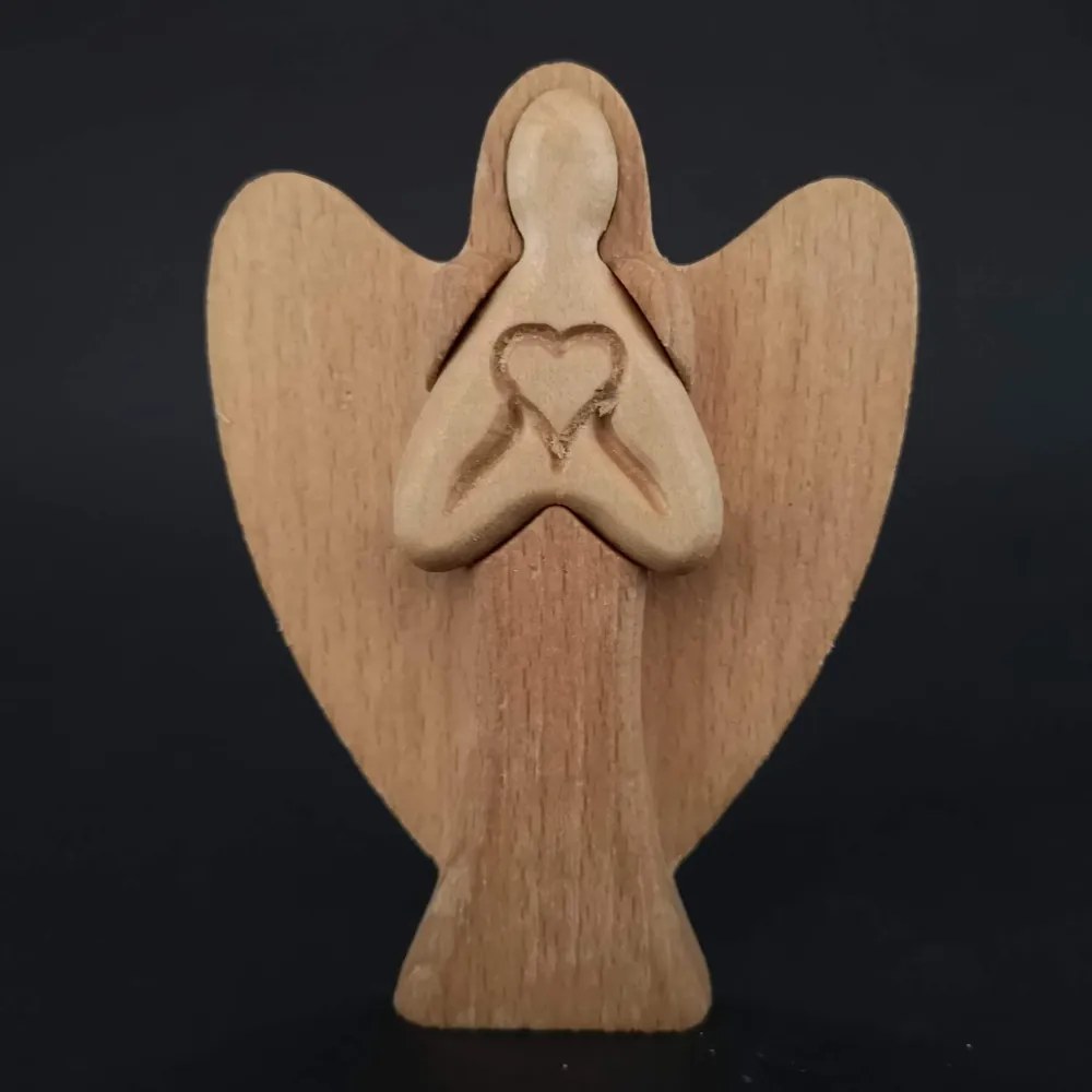 AMADEA Dřevěný anděl, masivní dřevo, výška 10 cm