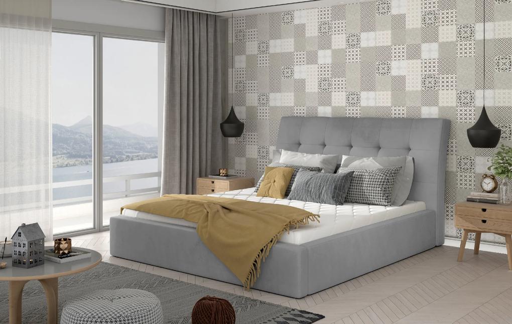 Eltap Čalouněná postel Inge s úložným prostorem Materiál a barva potahu: Sawana 21 - šedá, Rozměry (cm): 200x200