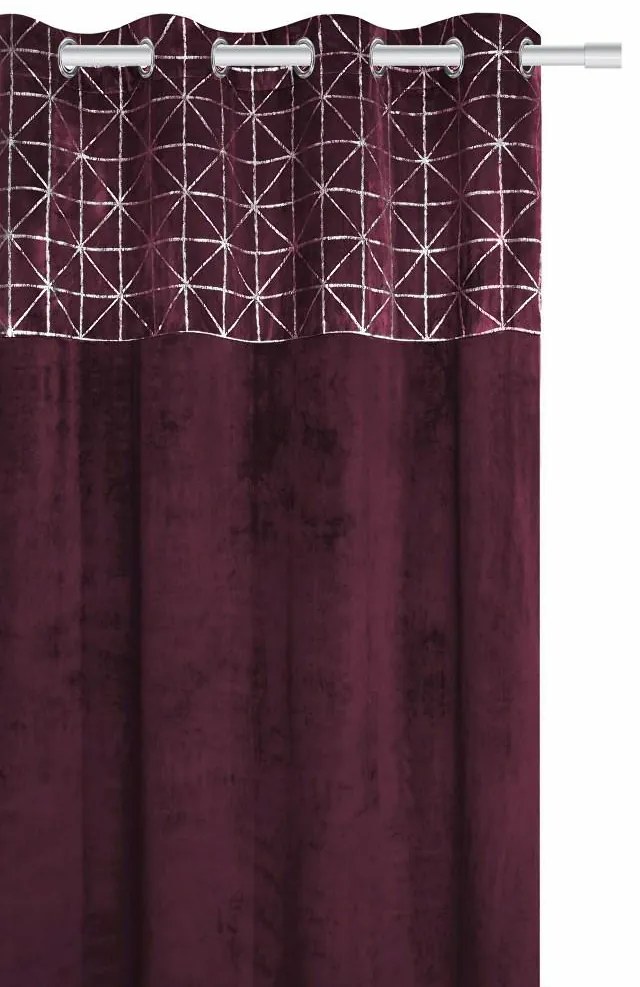 Spod Igły i Nitki Záclona 140x250 Lesklý vínově stříbrný samet připravený na průchodkách