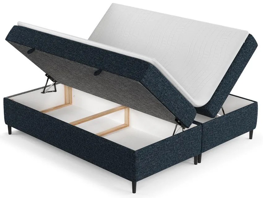Tmavě modrá boxspring postel s úložným prostorem 200x200 cm Araya – Maison de Rêve