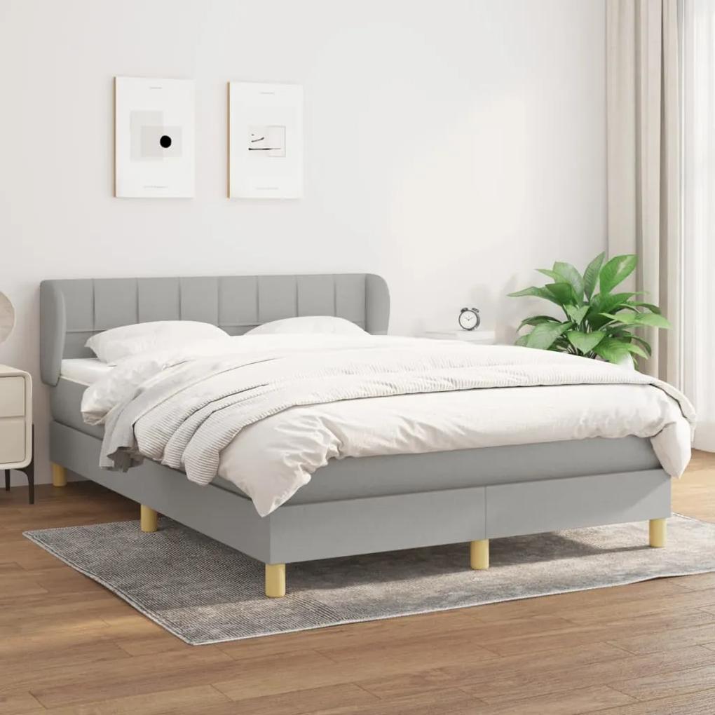 Box spring postel s matrací světle šedá 140 x 190 cm textil,  3126797