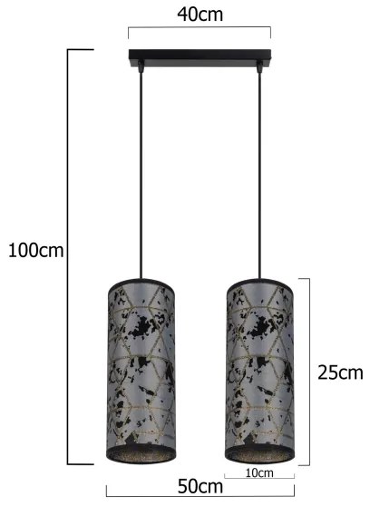 Lustr na lanku AVALO 2xE27/60W/230V šedá/černá