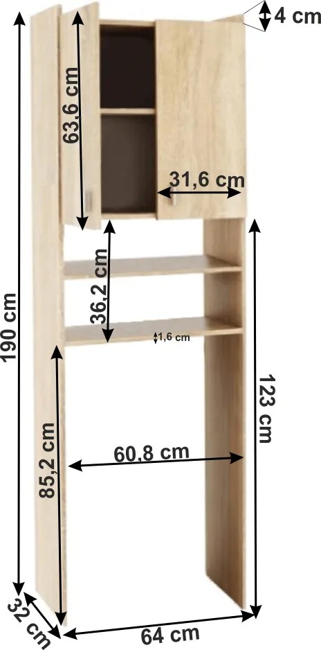 Kondela Skříňka nad pračku, dub sonoma, NATALI