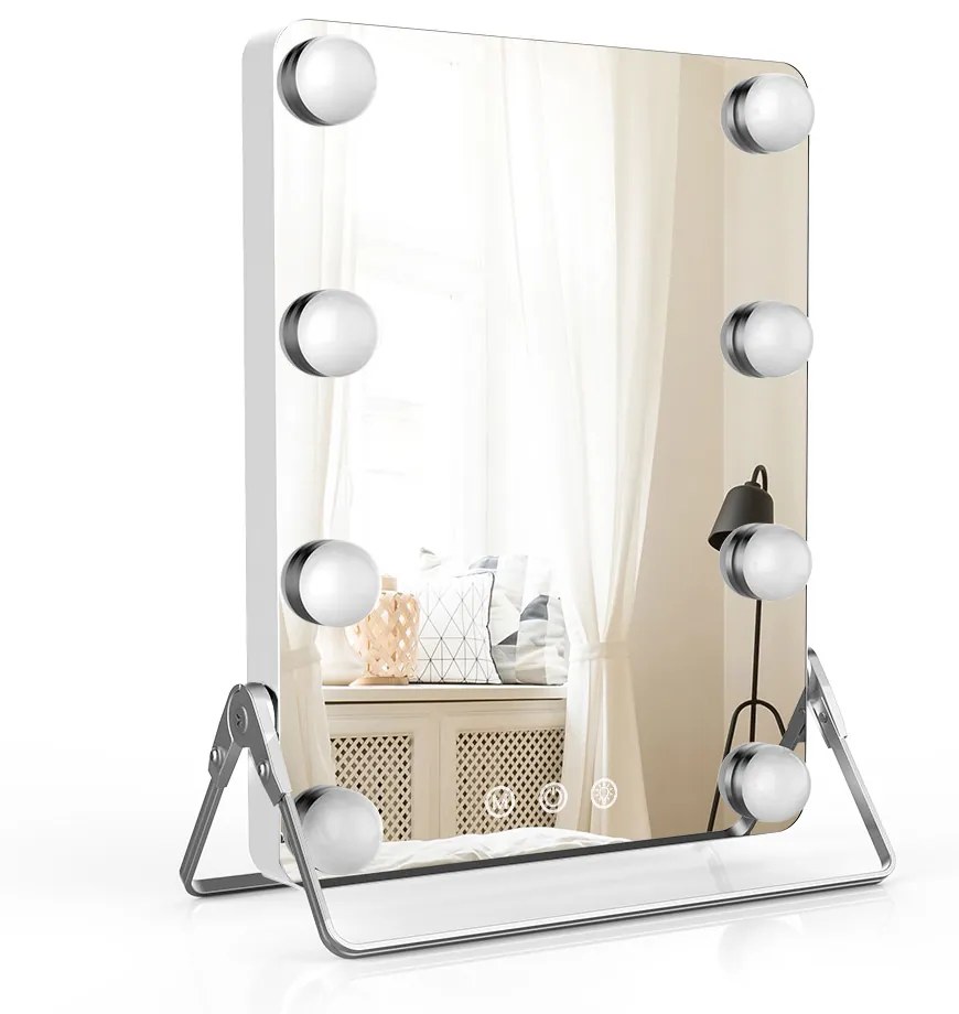 MMIRO, Hollywoodské make-up zrcadlo na líčení s osvětlením 23 x 30 cm | bílá L612W