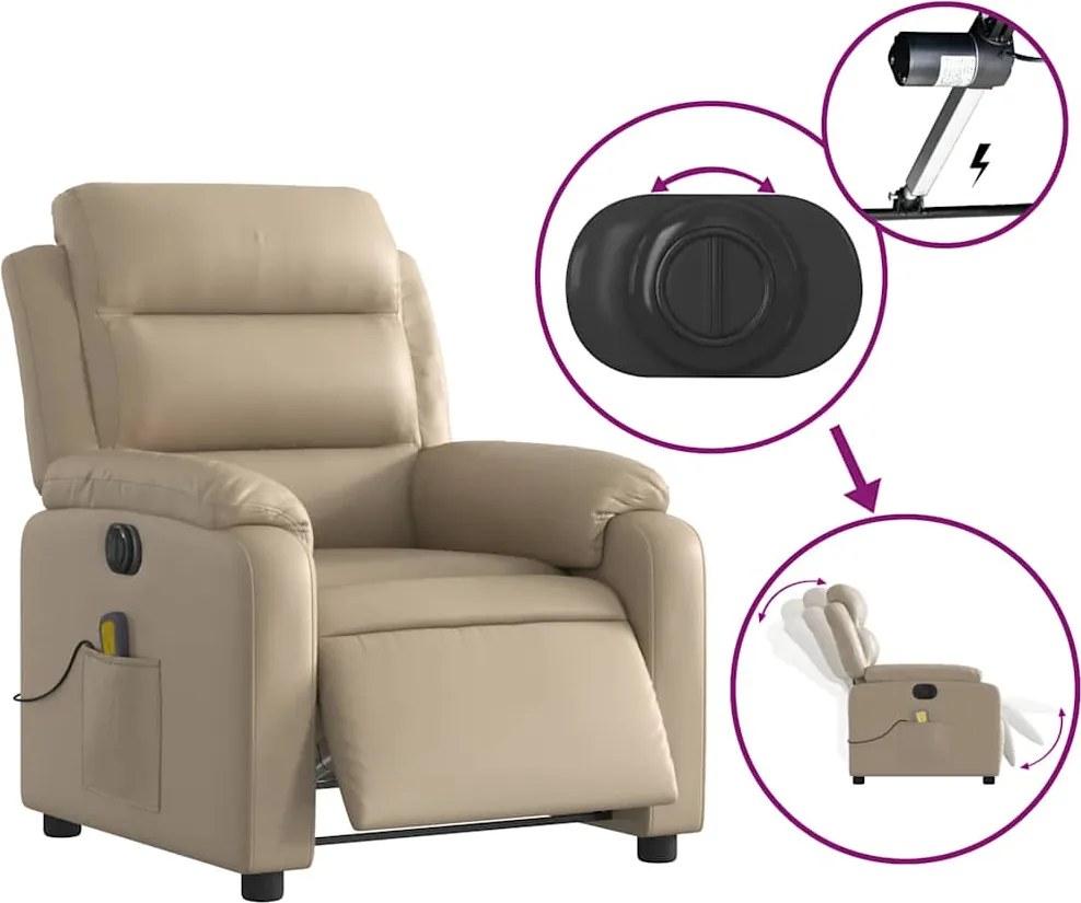 Elektrické masážní polohovací křeslo cappuccino umělá kůže 3205041