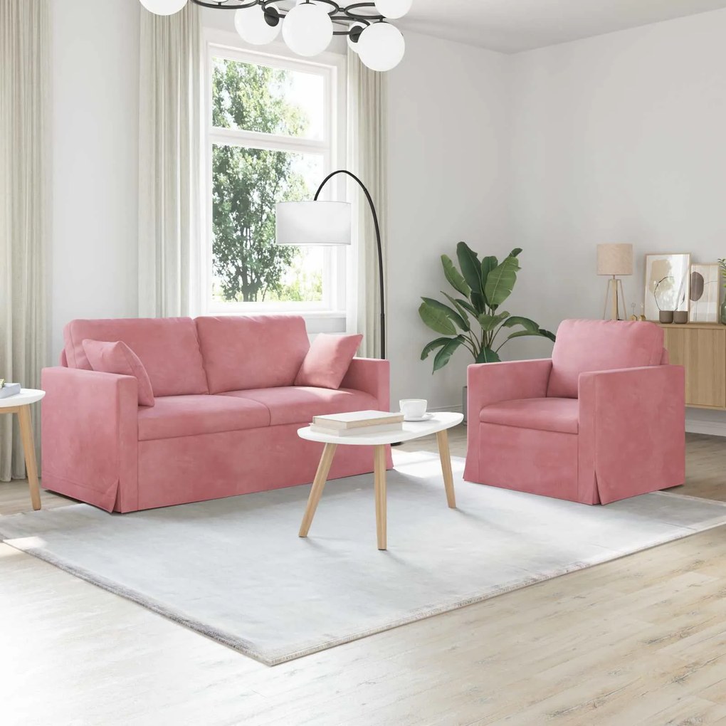 Set pohovek 2 ks Růžová samet 3407555