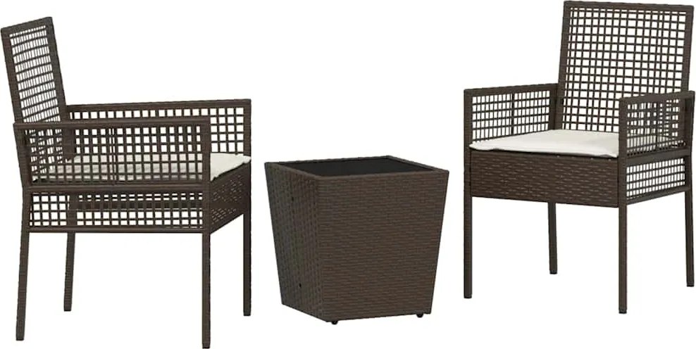 Zahradní bistro set 3 ks Hnědá polyratan 3334956