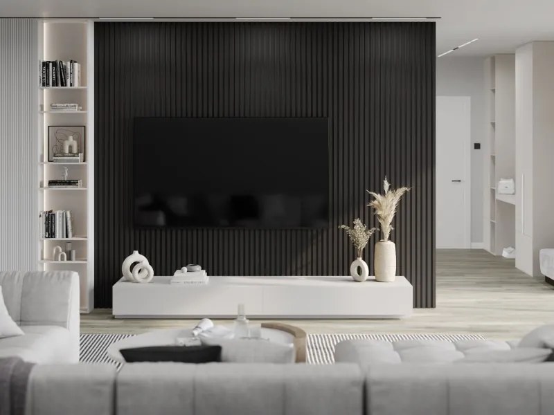 Mexen Lam-B, akustické stěnové lamely 275 × 30 cm, HDF deska 4 mm, technická dýha, eben černý, S100-275307-3015-023