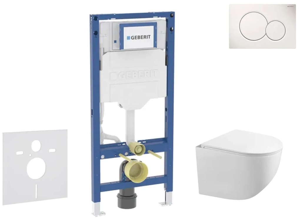 Geberit Duofix - Set předstěnové instalace, klozetu Gaia a sedátka softclose, tlačítko Sigma01, alpská bílá SANI11CA3117B