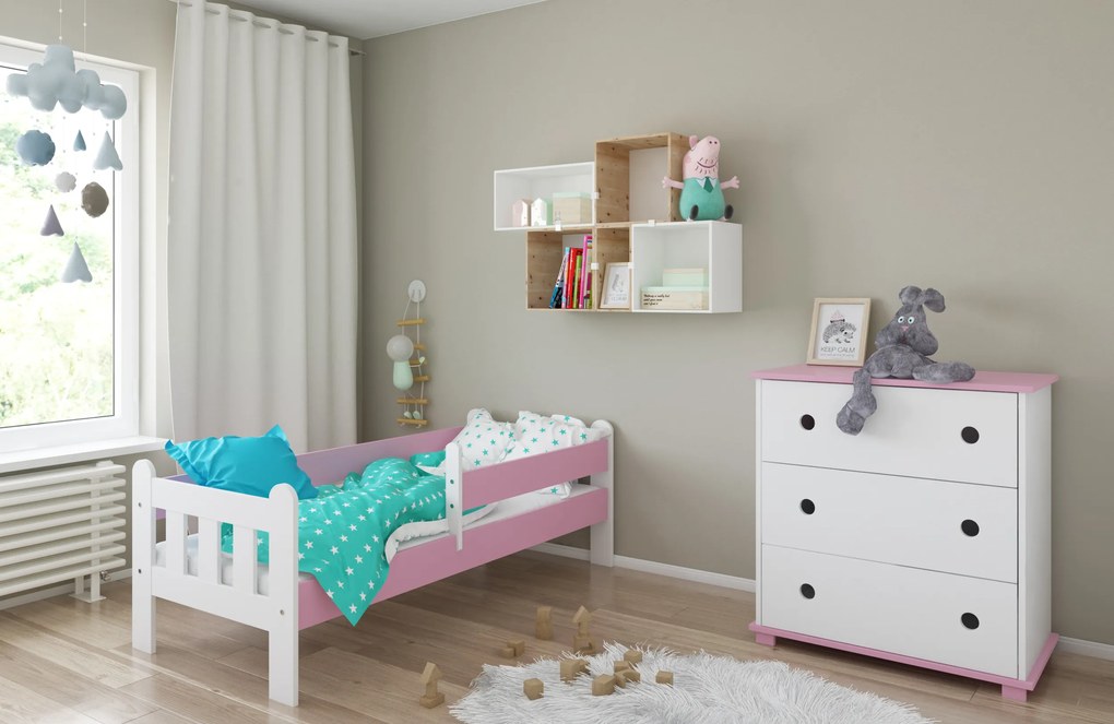 BabyBeds Dětská postel STAS Velikost postele: 160x80 cm, Barevné provedení: Růžová, Úložný prostor: Ano, s úložným prostorem Bílá