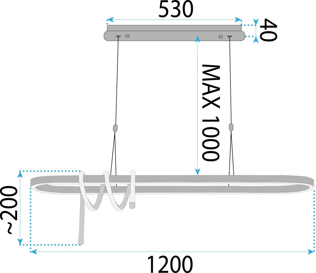Toolight Toolight, LED stropní osvětlení 120cm, 32W, 3000K, LHJ040-CP, černá matná, OSW-50018
