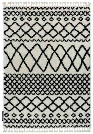 koberec BERBER SAFI N9040, bílo černý střapce, Maroko Shaggy velikost 70x250 cm | krásné koberce cz