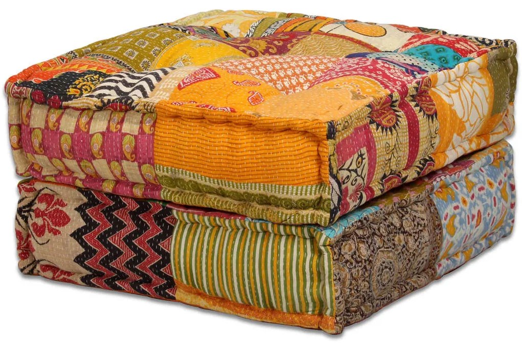 vidaXL Marketos 4místný modulární pouf patchwork textil