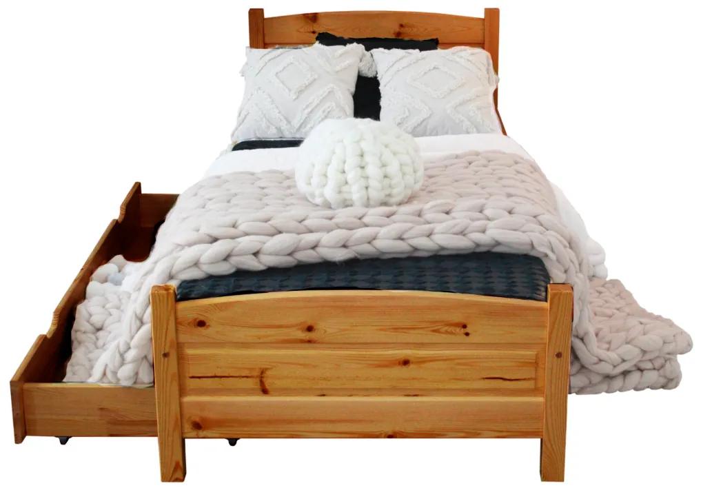 Vyvýšená postel ANGEL + sendvičová matrace MORAVIA + rošt, 90 x 200 cm, olše-lak