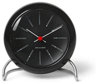 Stolní hodiny s budíkem Bankers Black 11 cm Arne Jacobsen Clocks