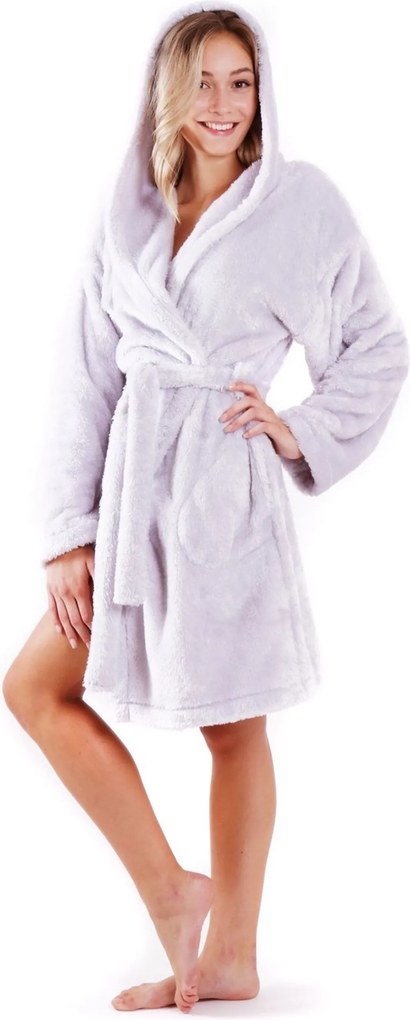 Krátký župan s kapucí Lilly extra one size světle šedý 33 20 9151 - L/XL