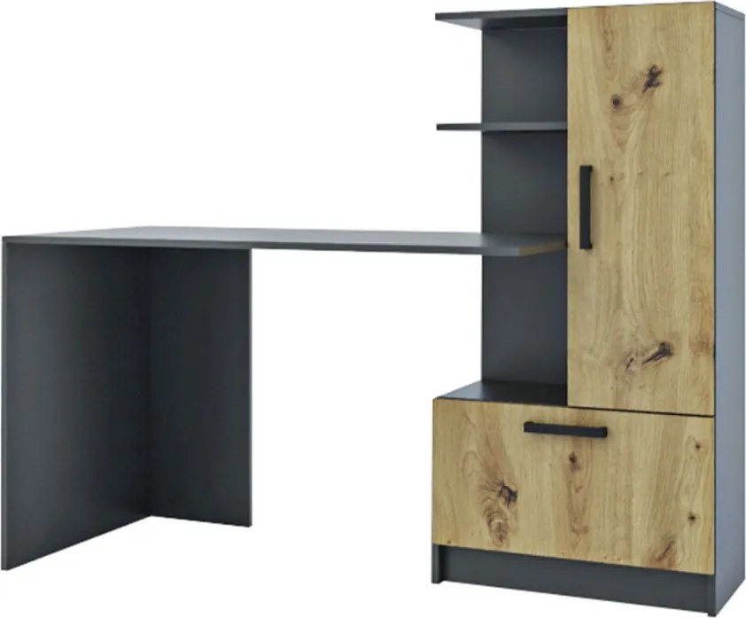 Počítačový stůl Standard, antracit / dub artisan, pravá montáž