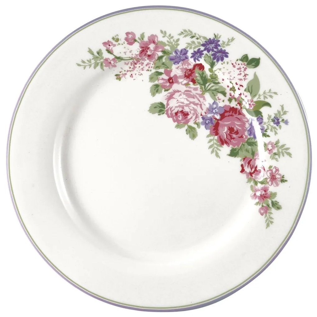 GREEN GATE Obědový talíř Rose White 25,3 cm, multi barva, porcelán