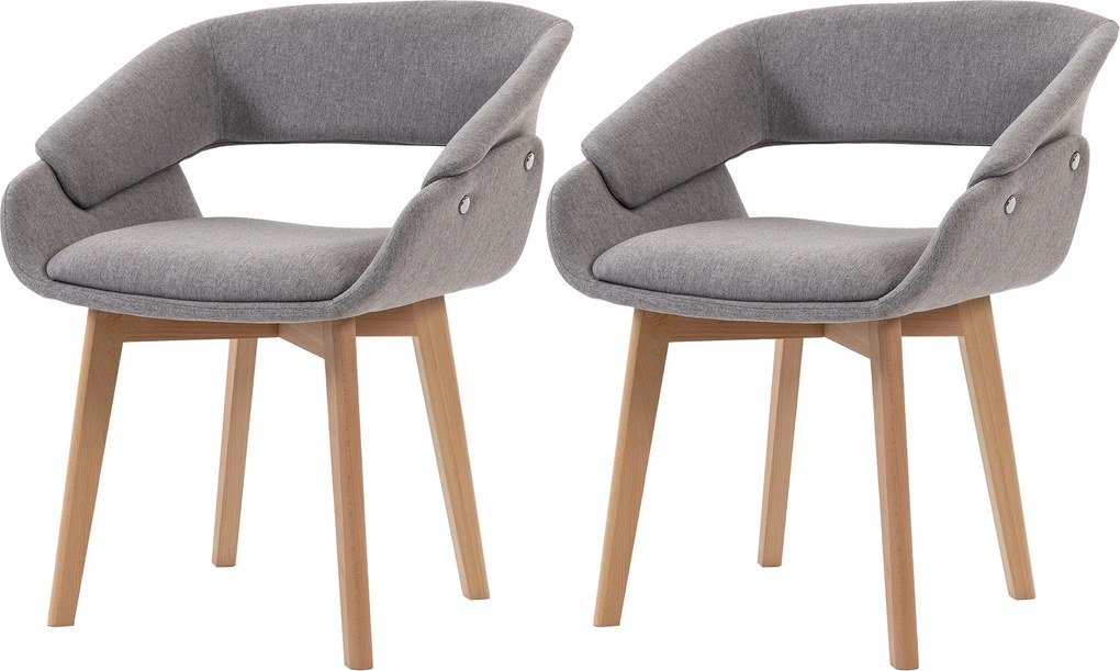 HOMCOM sada 2 ergonomických jídelních židlí světle šedá