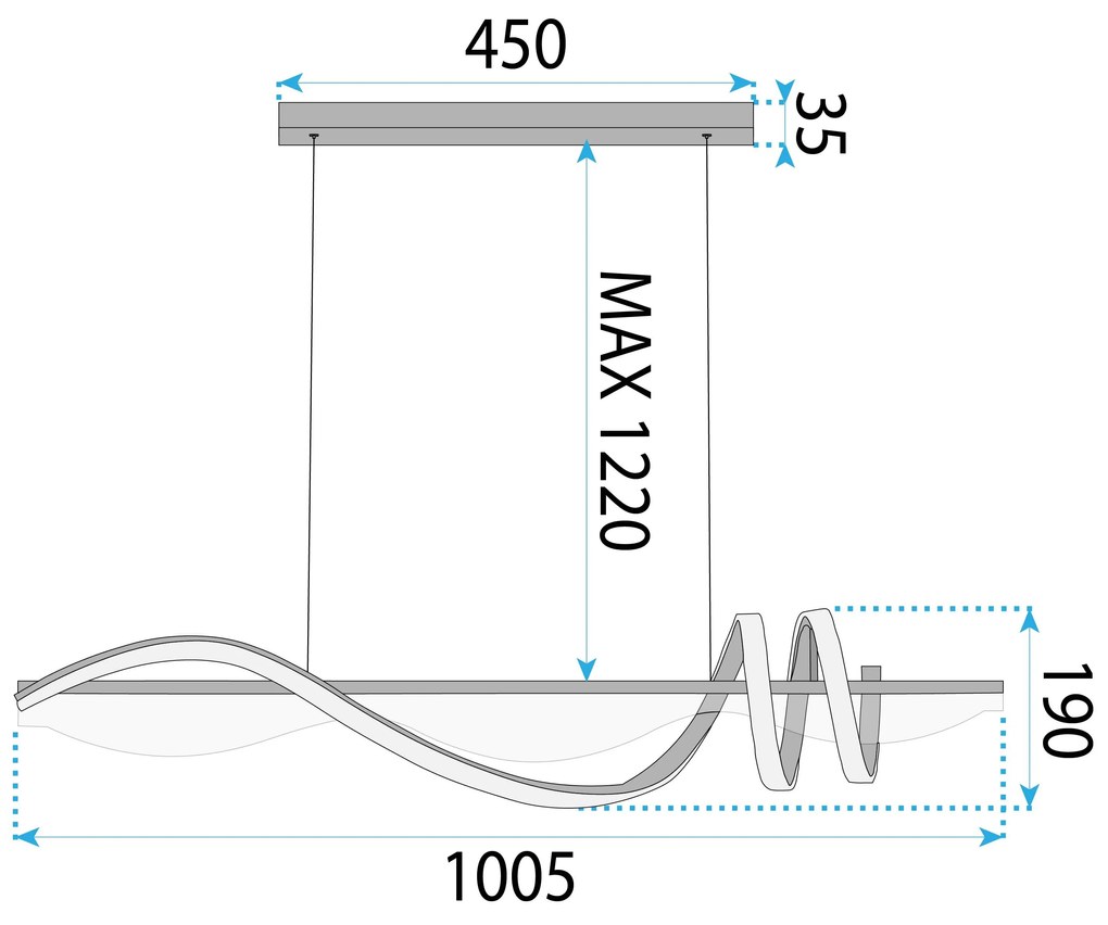 Toolight Závěsné LED osvětlení E3 LHJ041-CP 100 cm černé