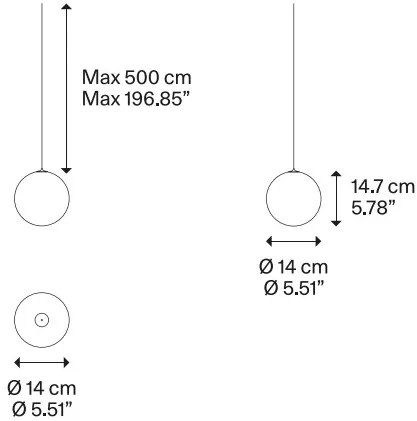 Lodes Random Solo 14, závěs z čirého foukaného skla, 1x3W LED 3000K, prům.14cm