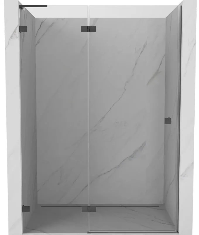 Mexen, Mexen Lunar L levé otočné sprchové dveře 130 cm, průhledné, pistolově šedé kartáčované - 834L-130-000-66-00-L