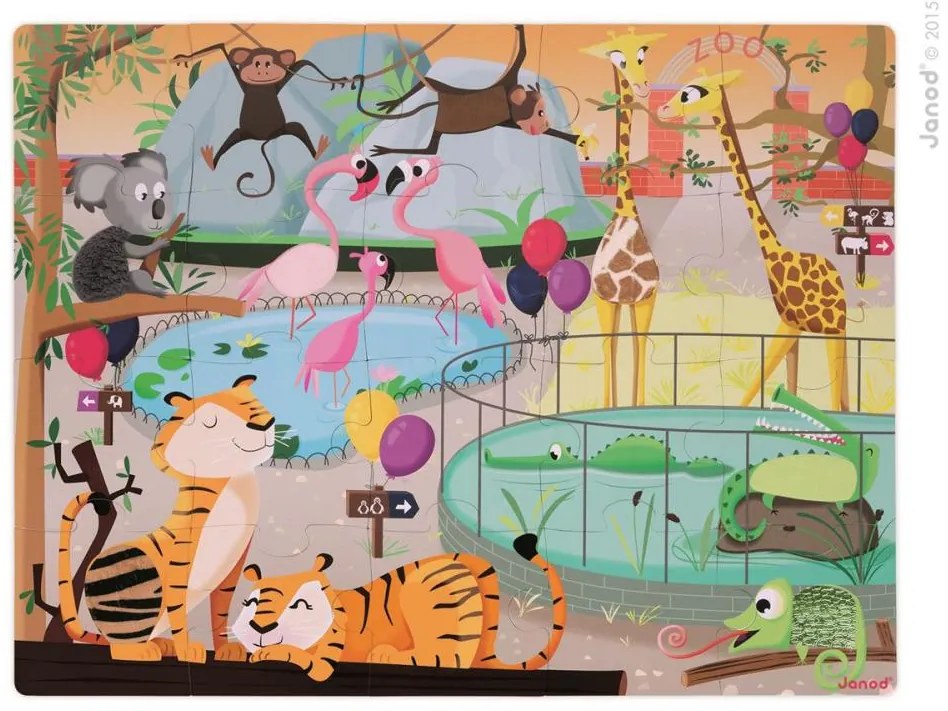 Janod Puzzle dotykové Den v zoologické zahradě s texturou 20 ks