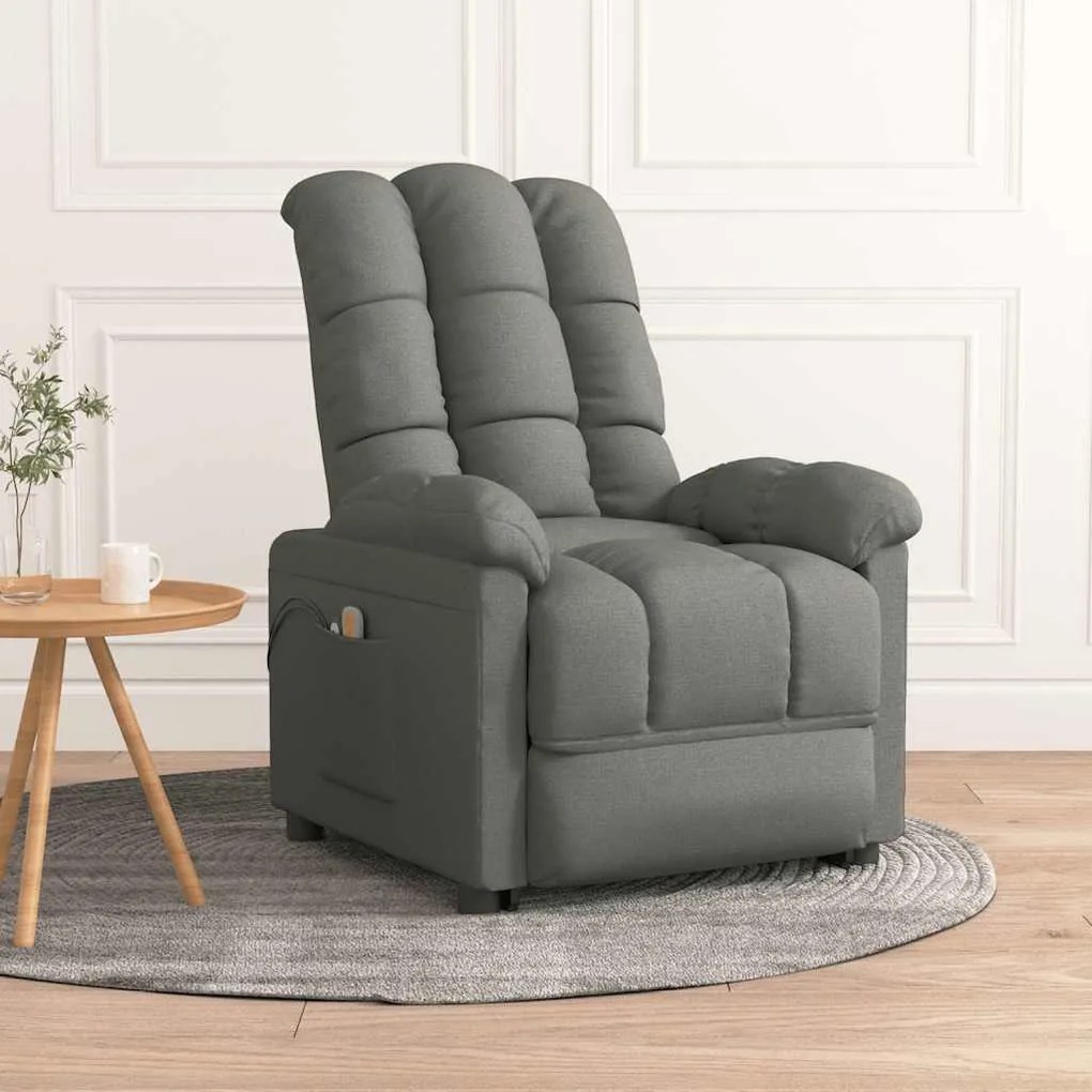 Elektrické masážní křeslo tmavě šedé textil 3073759