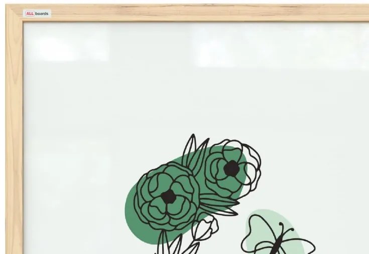 Allboards,Magnetický obraz- portrét ženy zelený č.2 60x40cm v přírodním dřevěném rámu, TM64D_00067