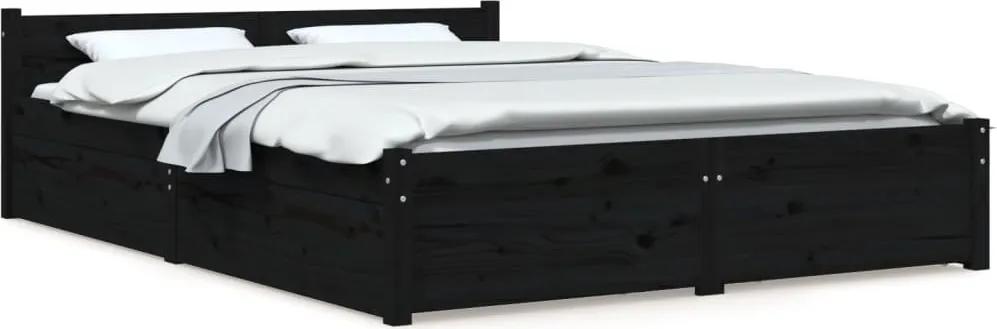 vidaXL Rám postele se zásuvkami 135 x 190 cm Double [3103547] Barva: Černá